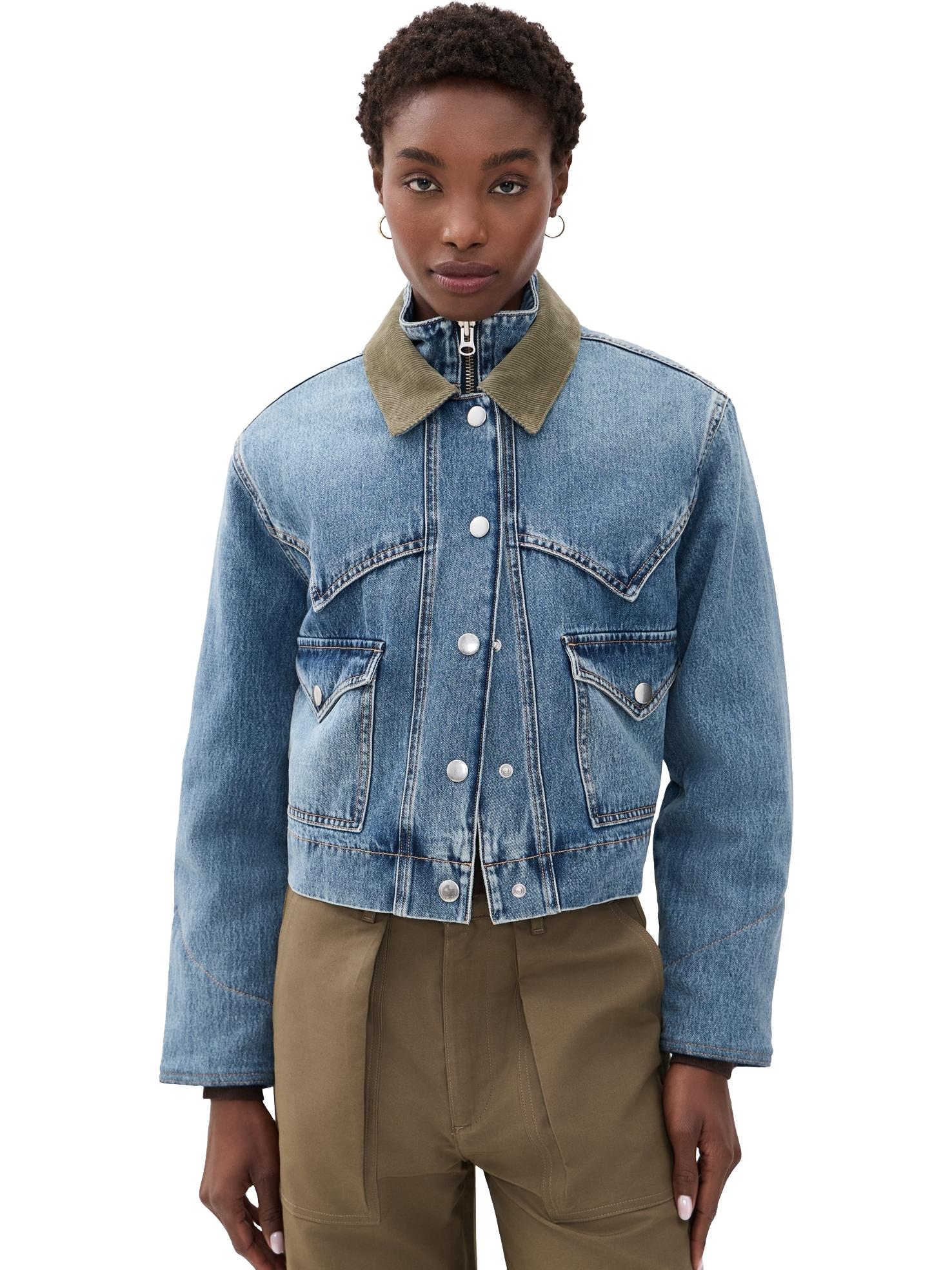 VERONICA BEARD Veronica Beard Jean Wegner Denim Jacket with Corduroy Trim